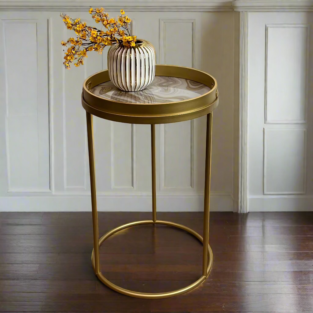 White & Gold Swirl Tray Table – Margo & Plum