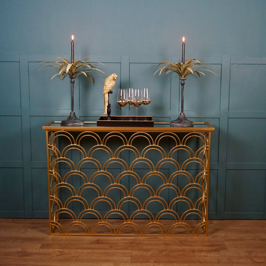 Delilah Gold Art Deco Style Console Table – Margo & Plum