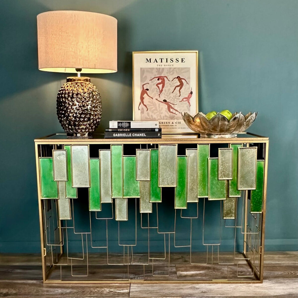 Florence Gold & Green Console Table – Margo & Plum