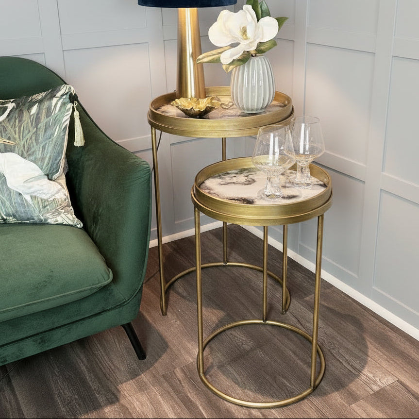 White & Gold Marble Tray Nest of Tables – Margo & Plum